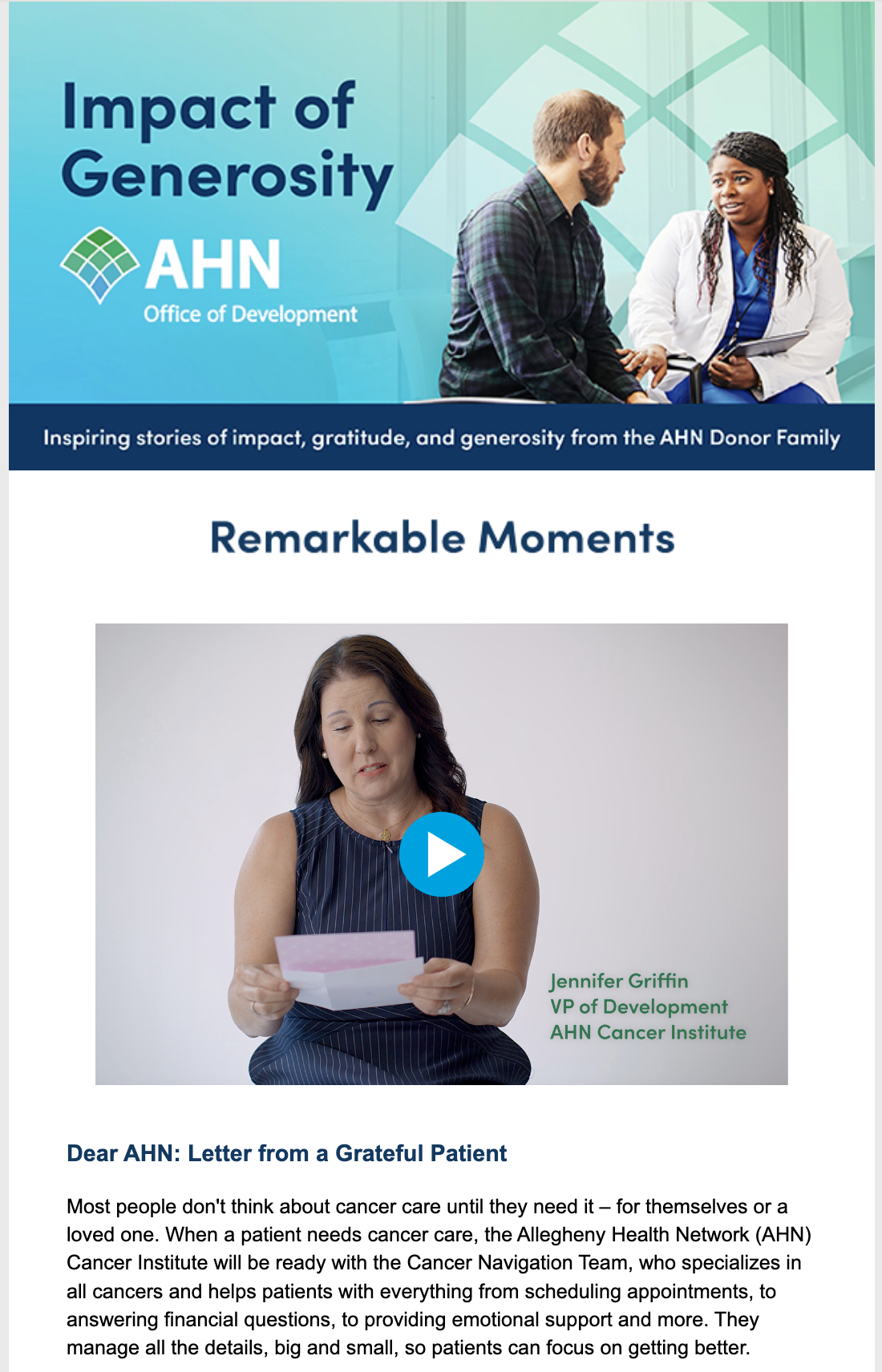 Donor Communications Hub - Allegheny Health Network